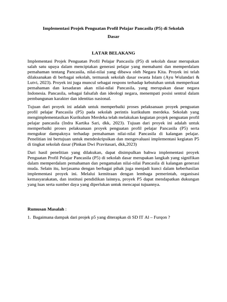 Implementasi P5 di Sekolah Dasar | PDF