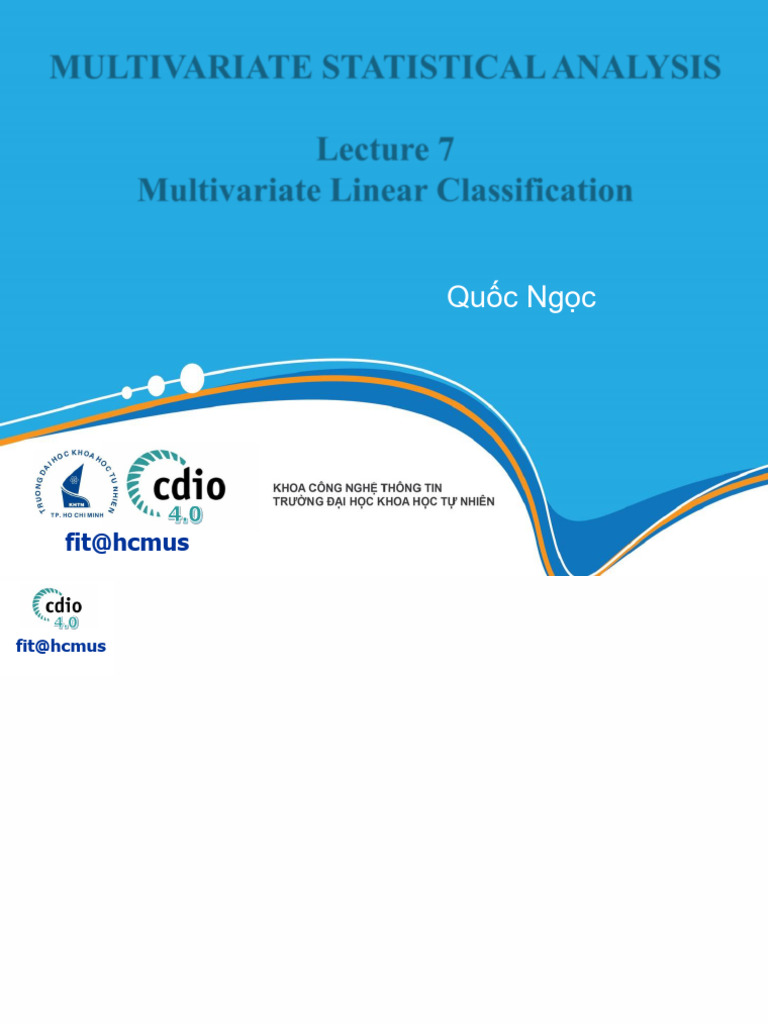 MSA-Lecture 7-Multivariate Linear Classification | PDF | Applied Mathematics | Statistical Analysis