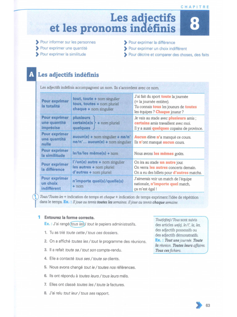 Adjectifs Indéfinis | PDF