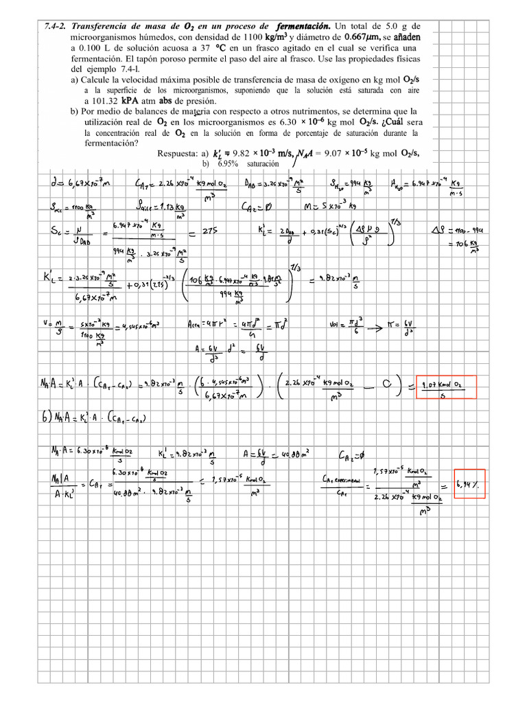 Ejercicio Geankoplis Transferencia de Masa | PDF