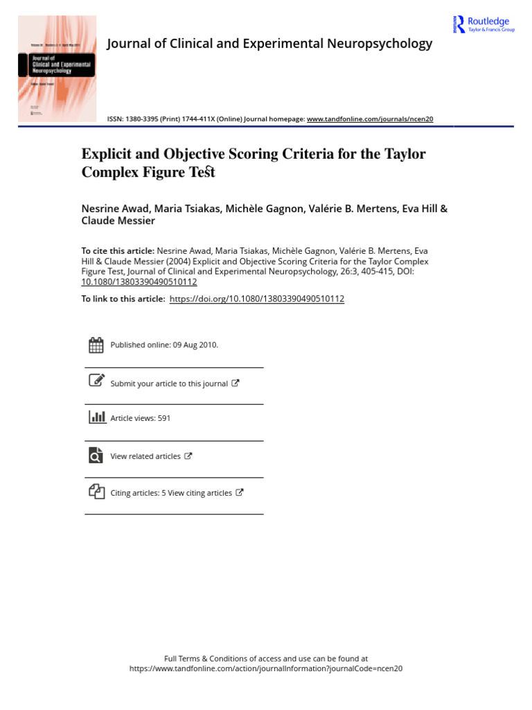 Explicit and Objective Scoring Criteria For The Taylor Complex Figure ...