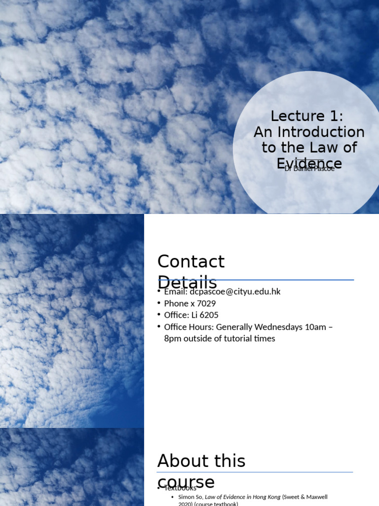 Lecture 1 Slides | PDF | Evidence (Law) | Evidence