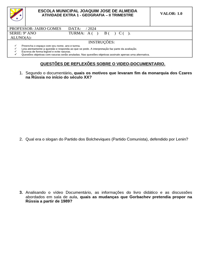 Atividade texto 2 9ano video materia capa JJA | PDF