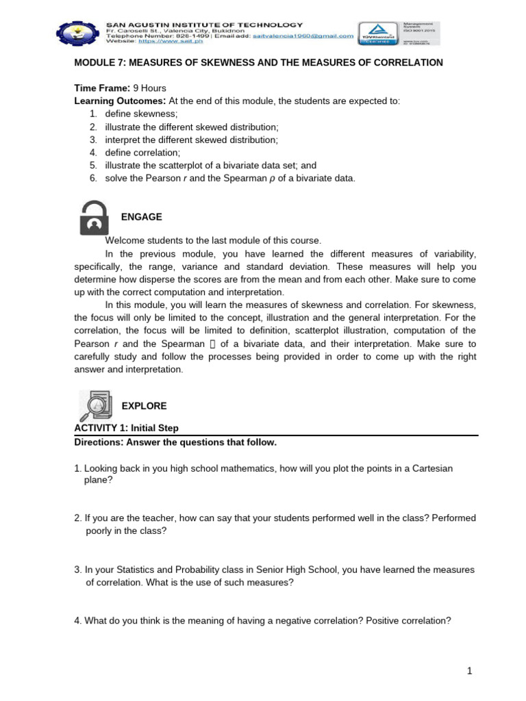 MODULE 7 1 Converted | PDF | Mean | Skewness