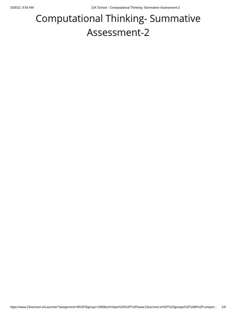 21K School - Computational T 3hinking - Summative Assessment-2 | PDF | Computing | Computer ...