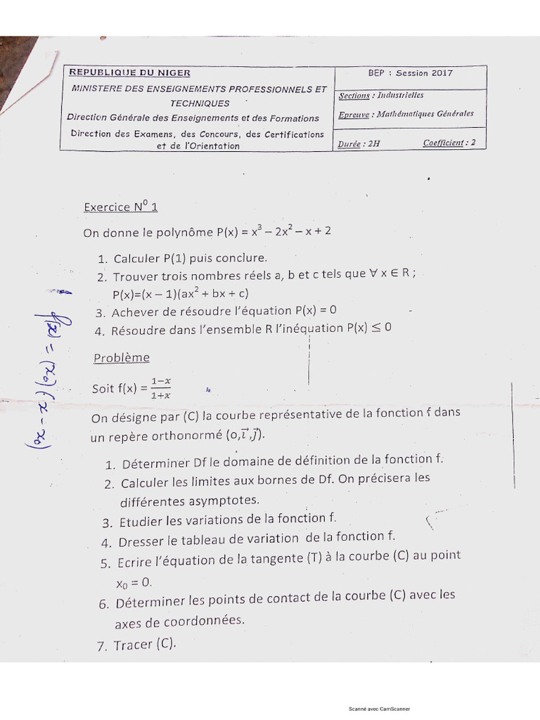 Épreuves Du BEP-1 | PDF