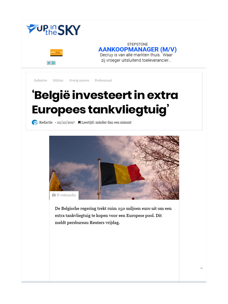 UpintheSky - België Investeert in Extra Europees Tankvliegtuig | PDF
