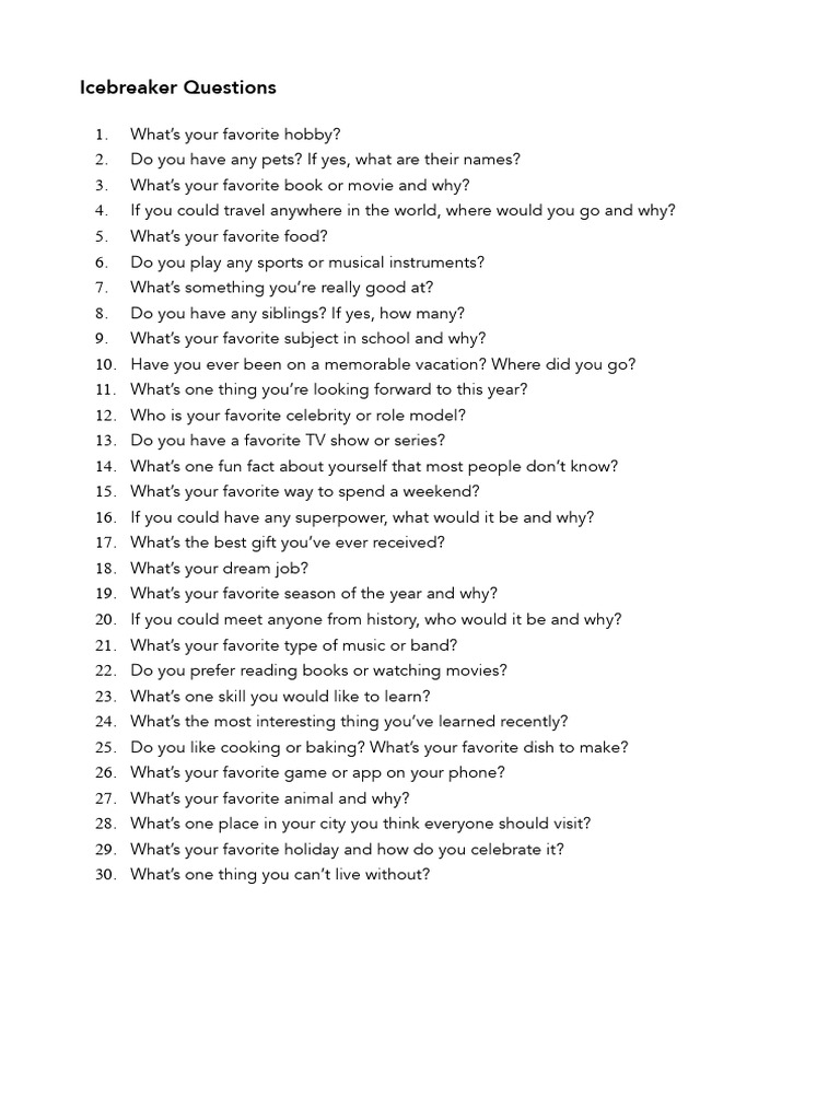 Icebreaker Questions | PDF