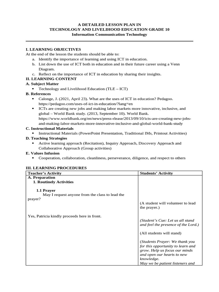 TLE108 - DLP - ICT in Education-Gr10 | PDF | Educational Technology | Information And ...