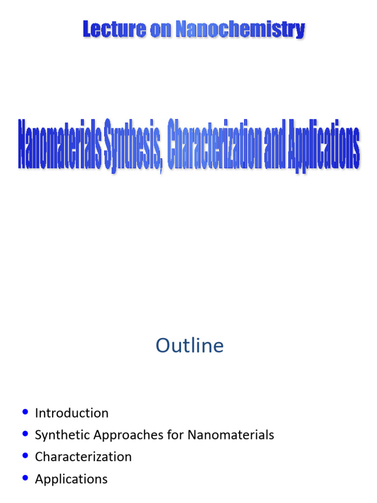 Nanochemistry: Synthesis and Applications | PDF | Nanoparticle ...