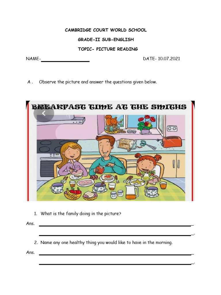 Grade 2 Picture Reading Activity | PDF