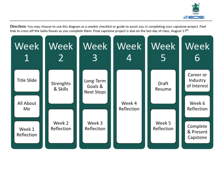 Resource - Capstone Project Weekly Checklist (1) - 1 | PDF