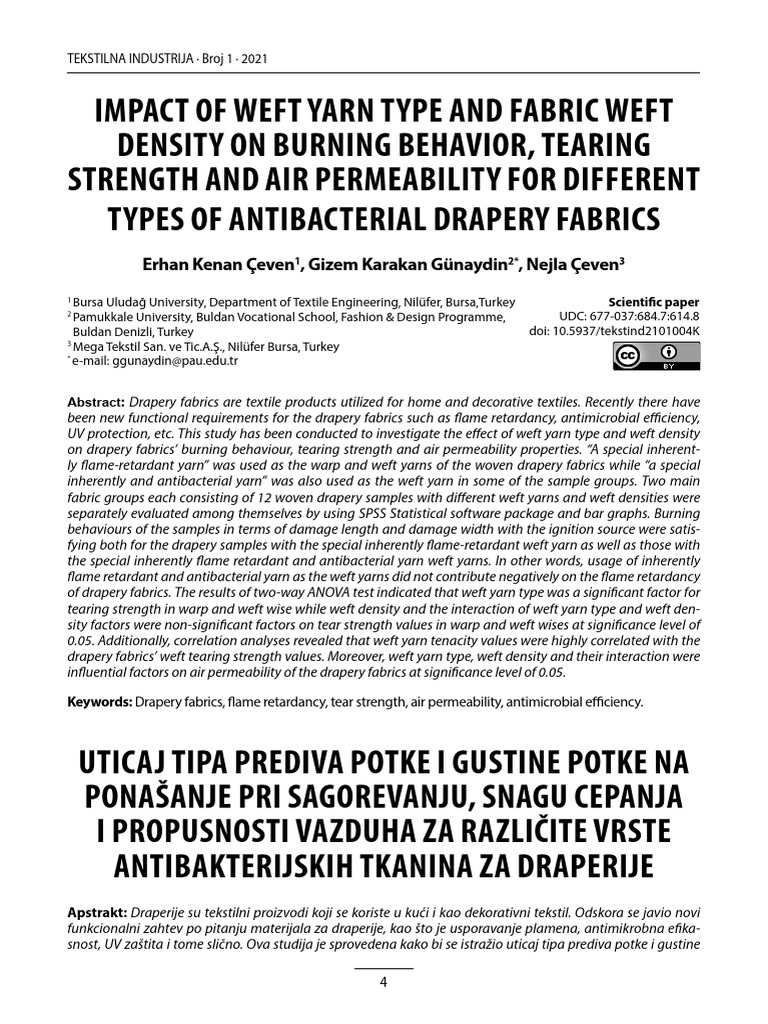 Impact_of_weft_yarn_type_and_fabric_weft_density_o | PDF | Textiles ...