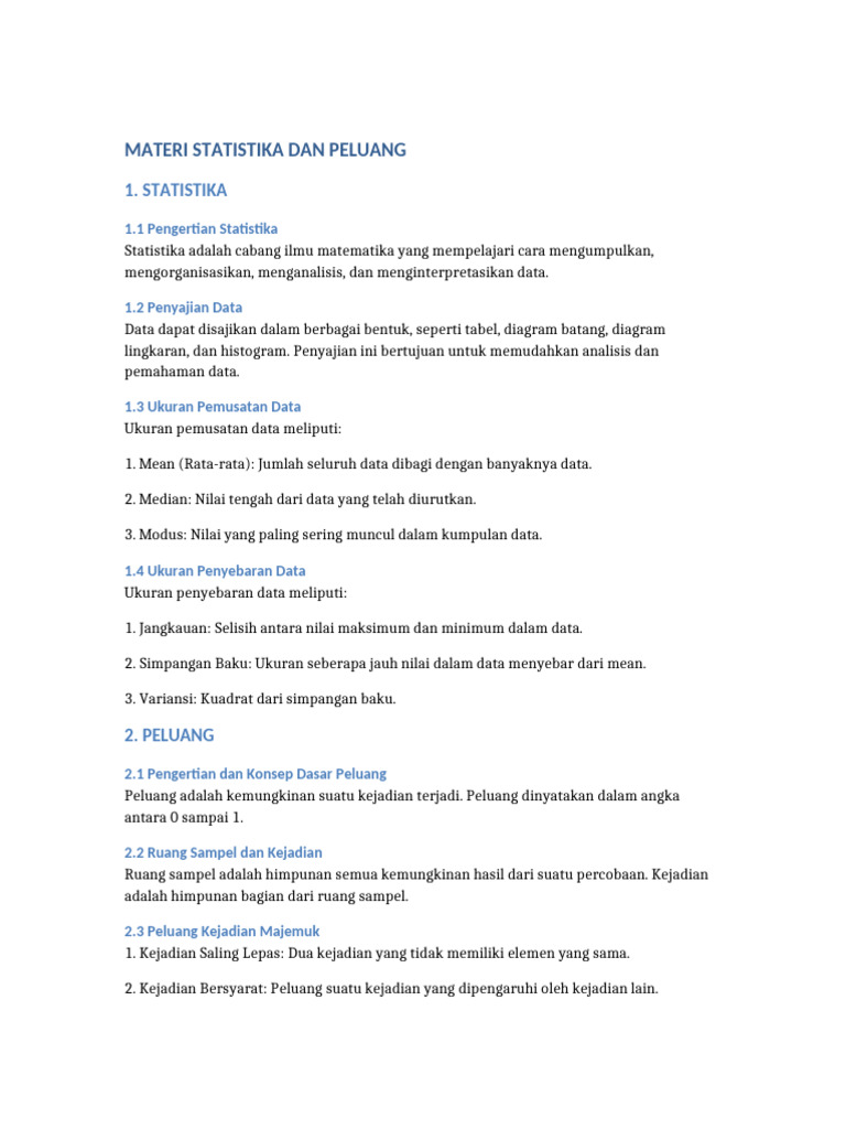Statistika dan Peluang: Panduan Lengkap | PDF