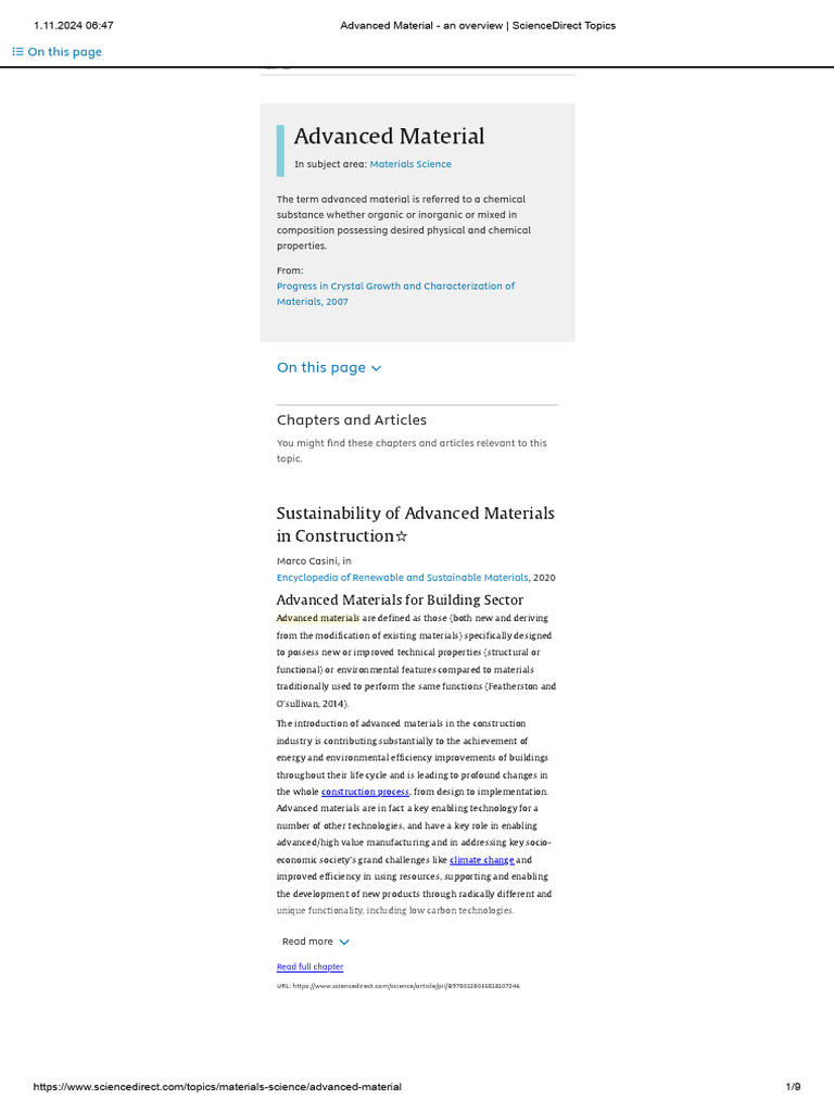 Advanced Material - An Overview - ScienceDirect Topics | PDF ...