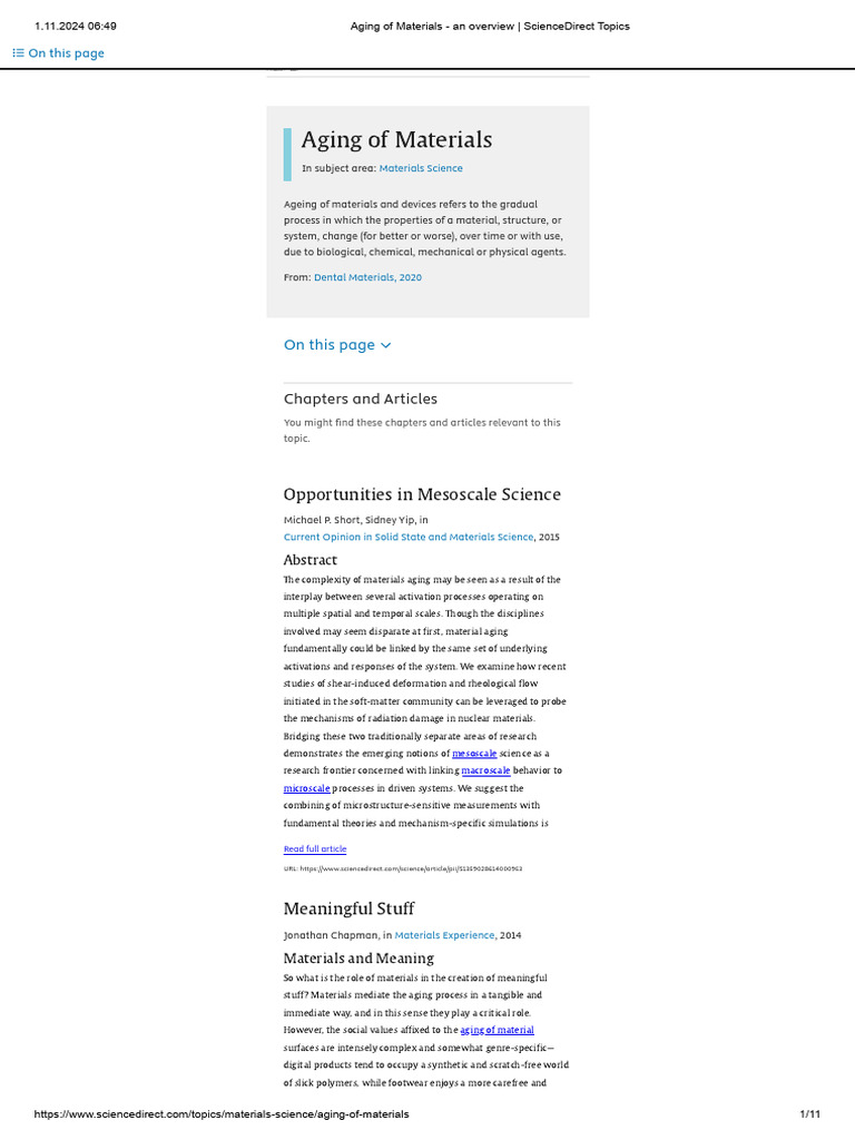 Aging of Materials - An Overview - ScienceDirect Topics | PDF ...