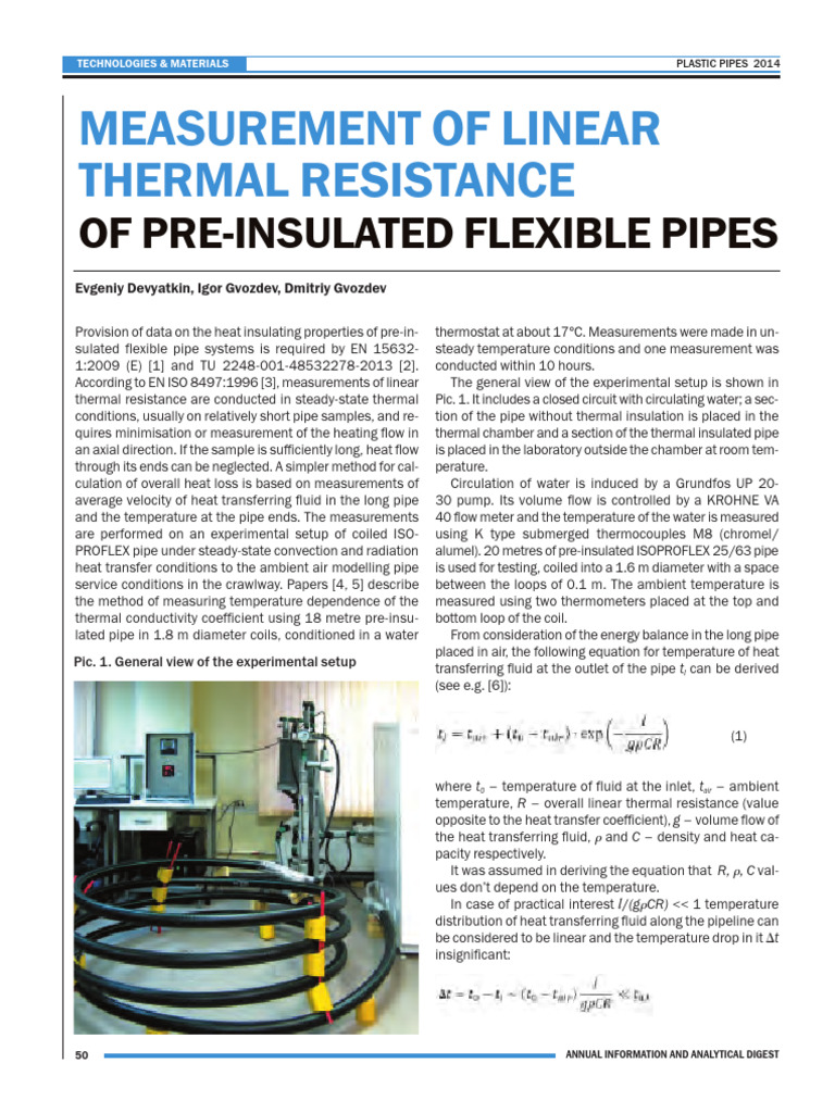 Linear Thermal Resistance of Insulated Pipes | PDF | Heat Transfer ...