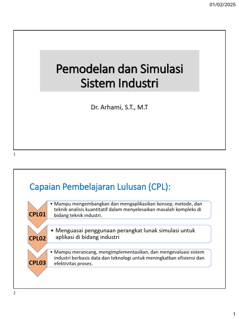 1-Pemodelan Dan Simulasi Sistem Industri | PDF