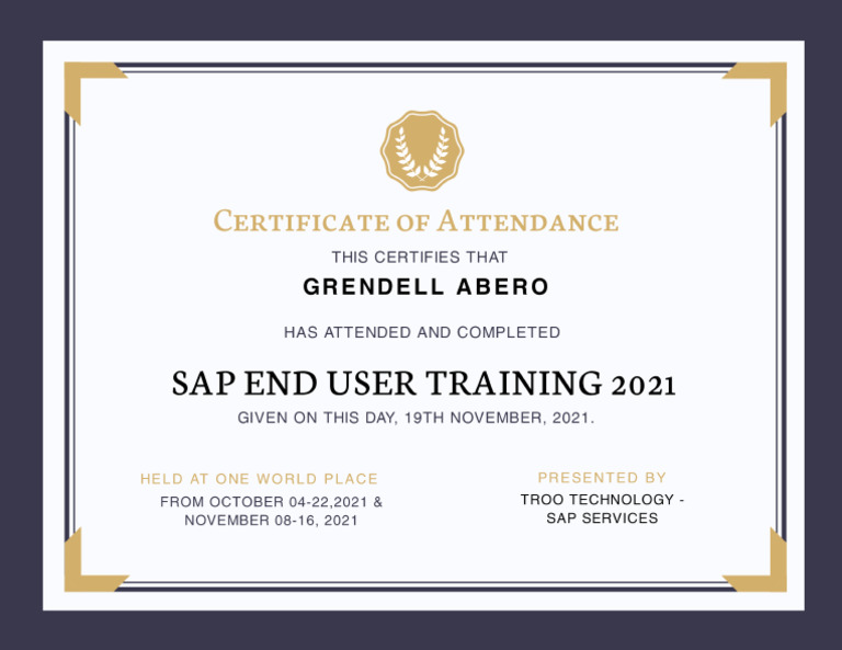 Certificate of Attendance - Grendell Abero | PDF