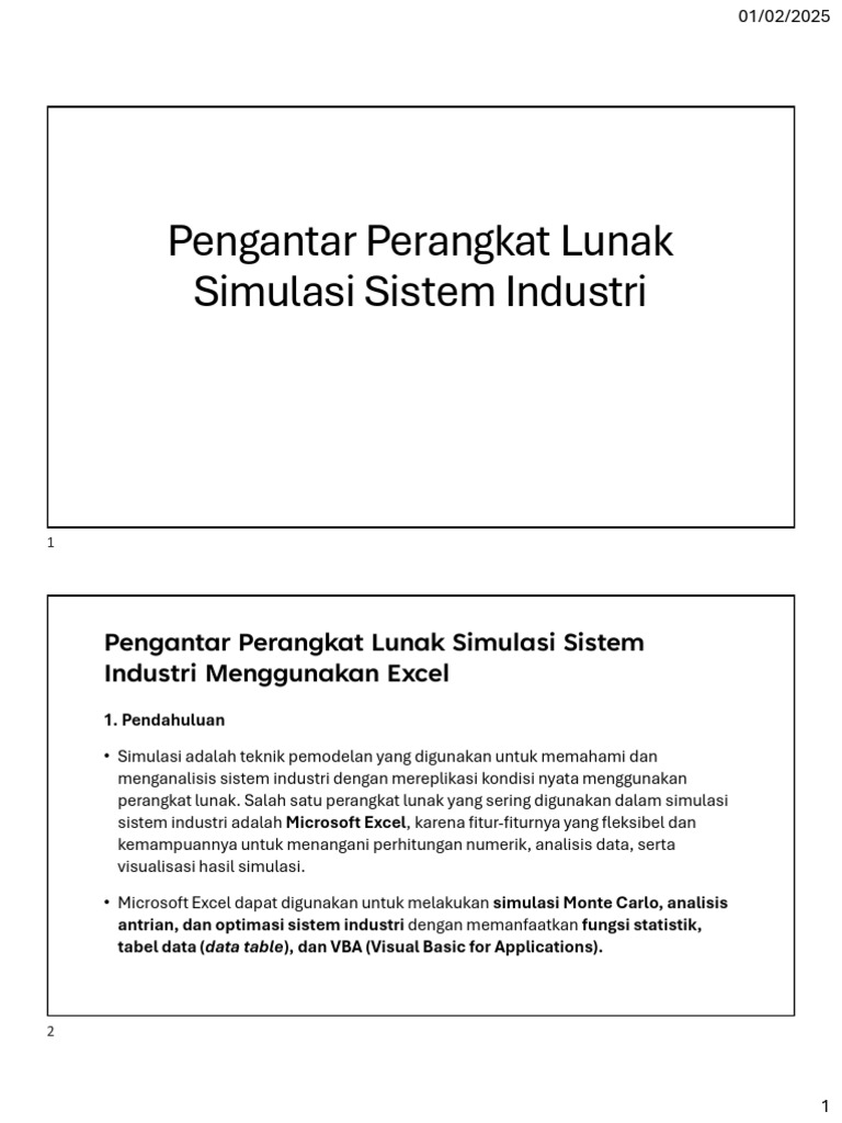 2-Perangkat Lunak Simulasi Sistem Industri Menggunakan Excel-Python | PDF