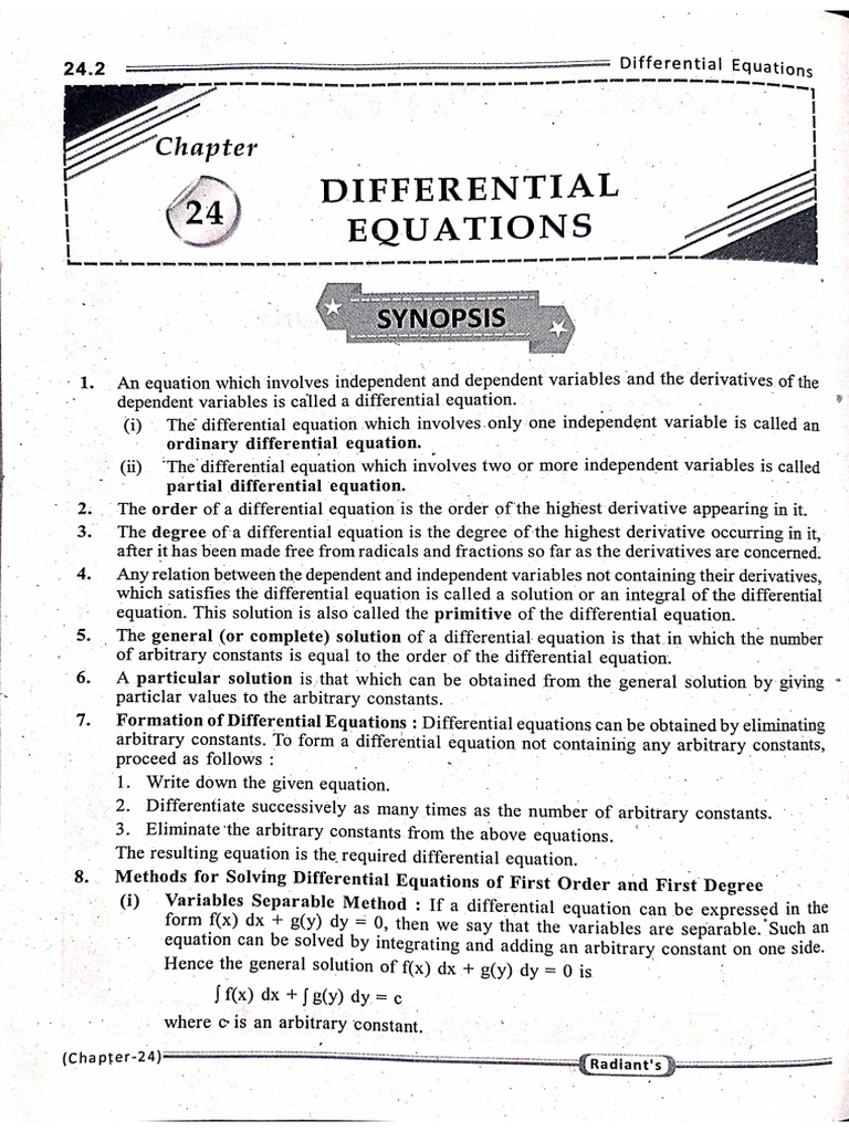 Differential Equations (Formula) | PDF