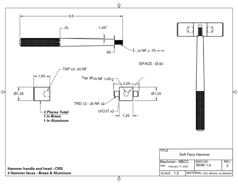Soft Face Hammer Design Drawing | PDF