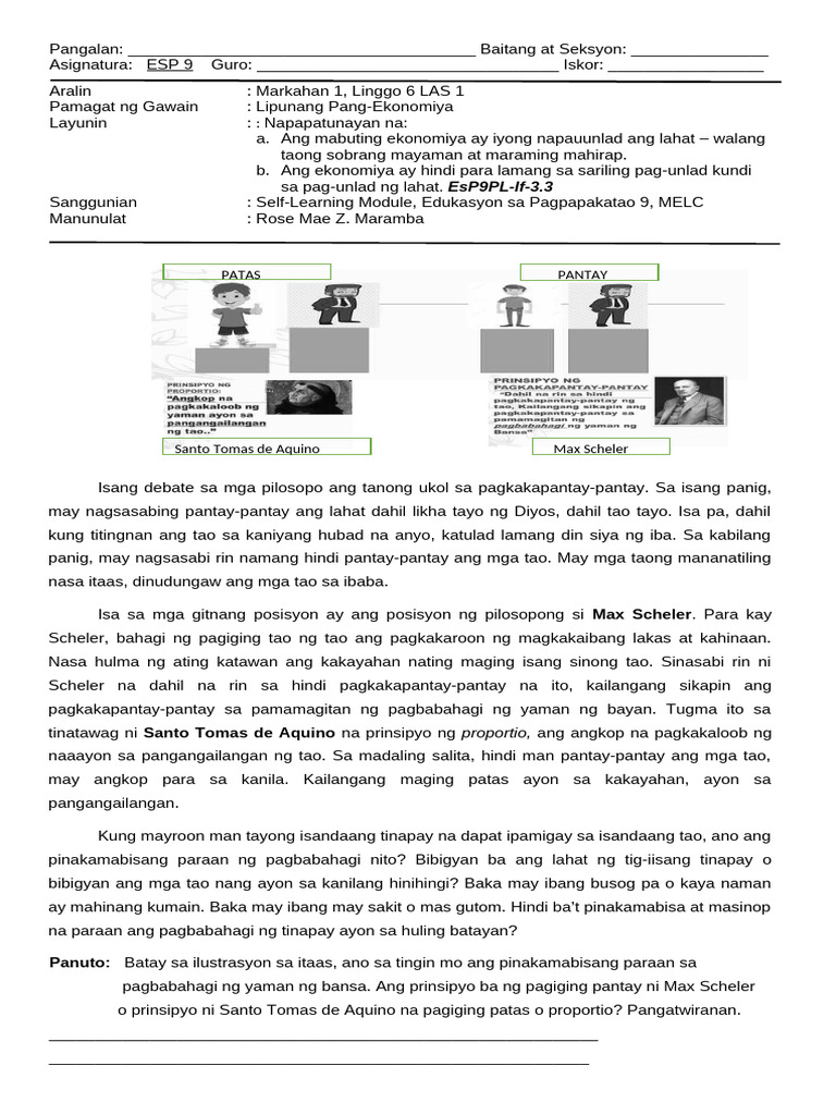 ESP 9-Q1-Week6-LAS-1&2 | PDF