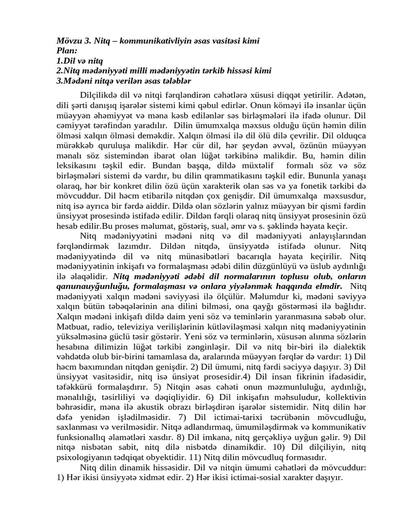 Nitq kommunikativliyin əsas vasitəsi kimi | PDF