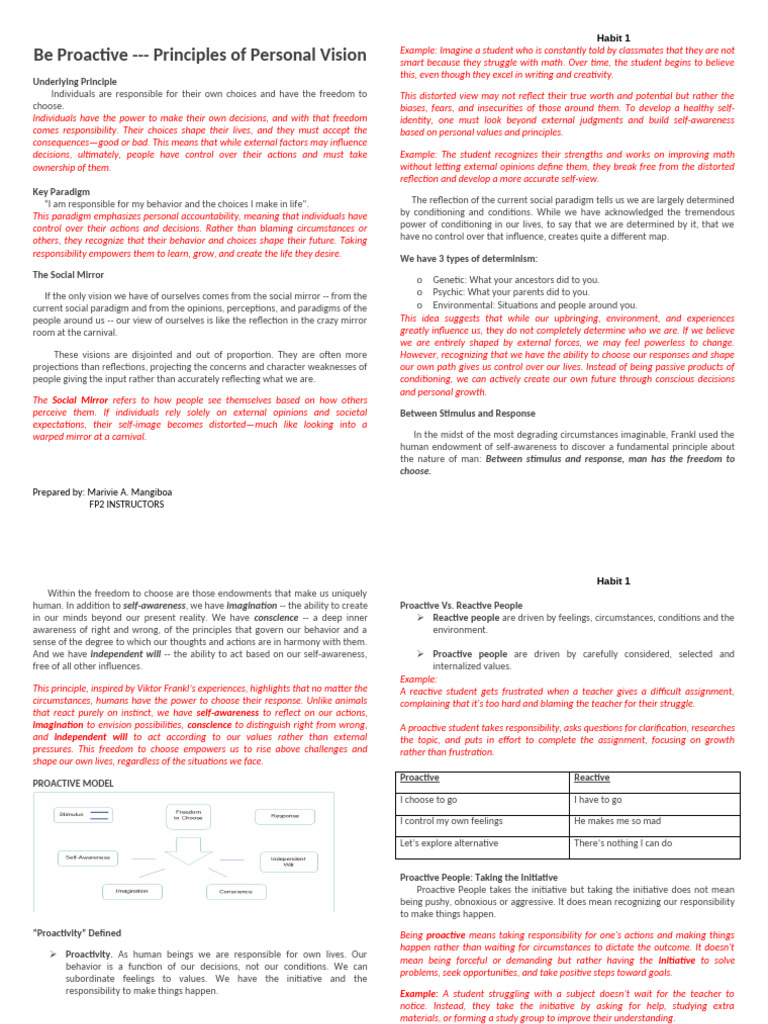 FP2 Habit1 Be Proactive Mangiboa | PDF | Self Awareness | Behavior