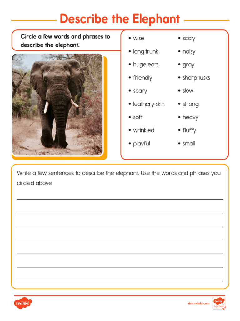 Describe The Elephant Activity | PDF