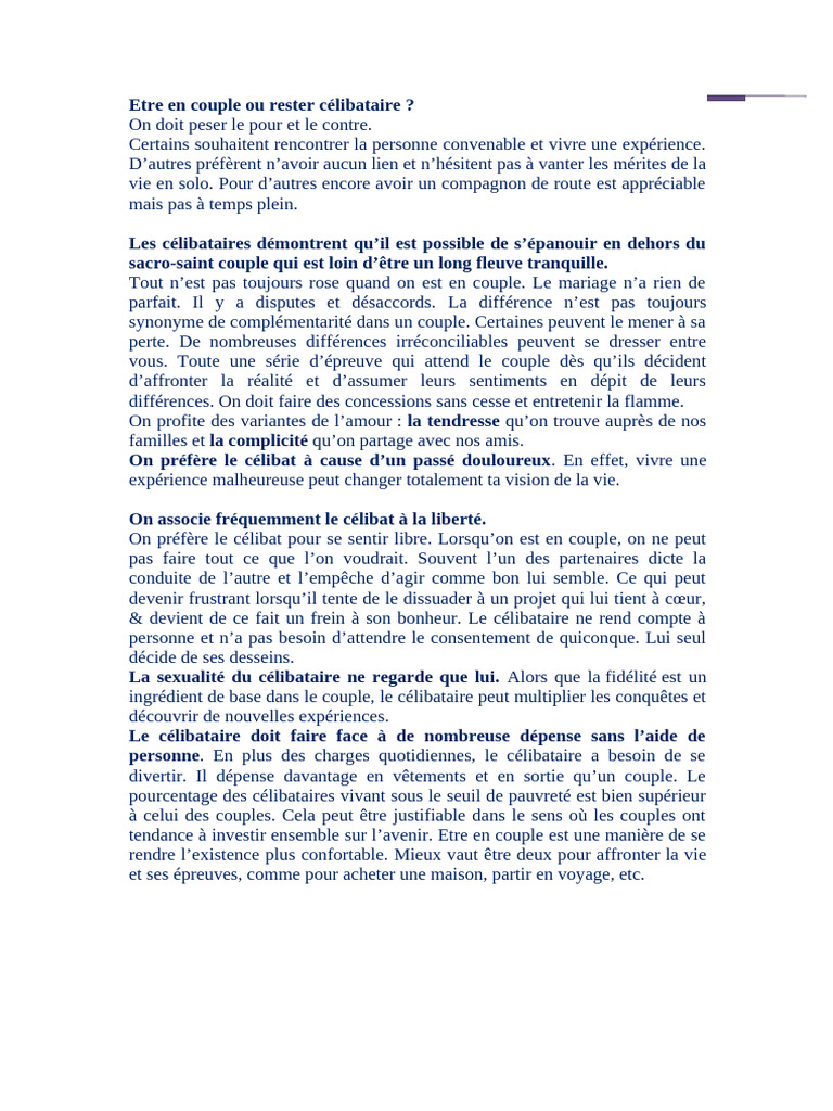 célibat ou couple | PDF | Célibat | Bonheur