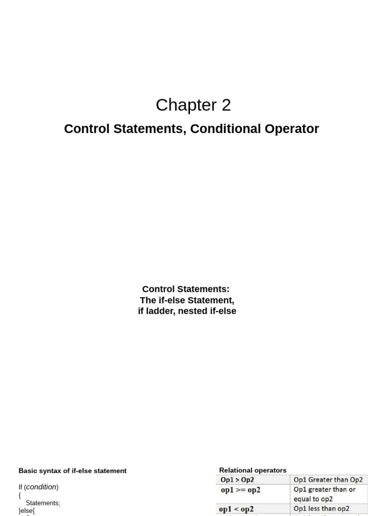 Control Statements, Conditional Operator | PDF | Mathematical Logic | Software Engineering