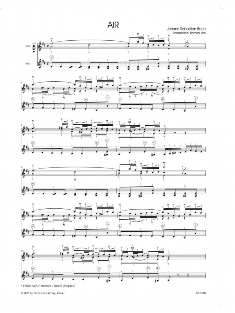 Roman Kim/J.S.Bach - Air For Solo Violin | PDF