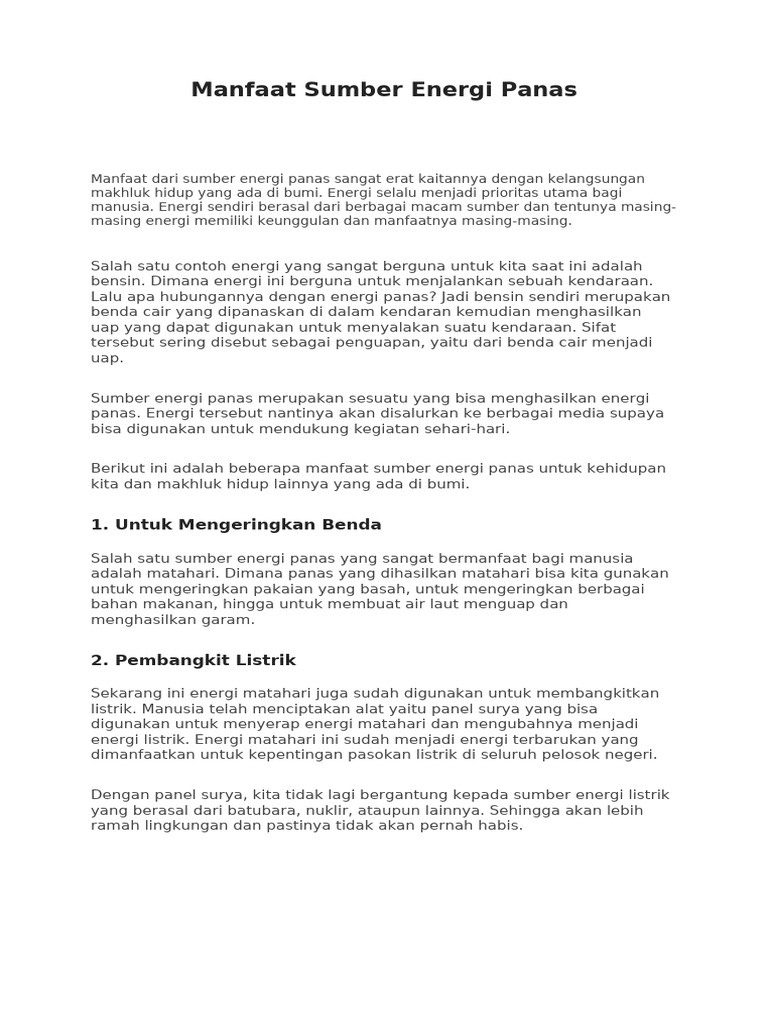 Manfaat Sumber Energi Panas | PDF