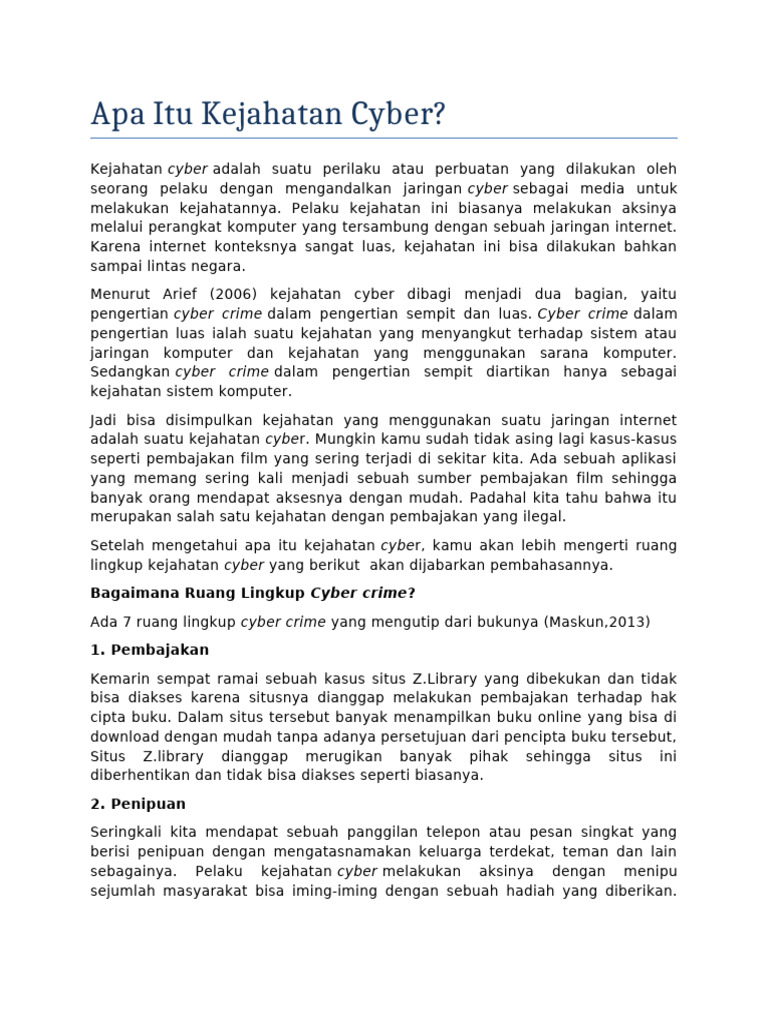 Apa Itu Kejahatan Cyber | PDF