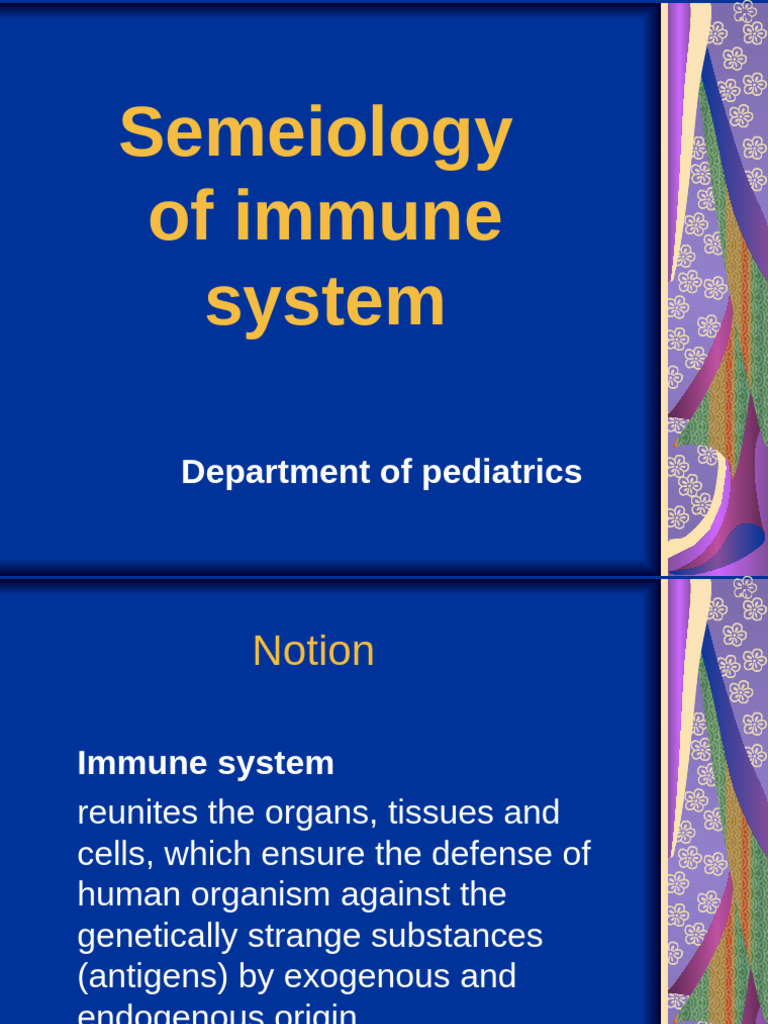 Semeiology of Immune System | PDF | Lymphatic System | Lymphocyte