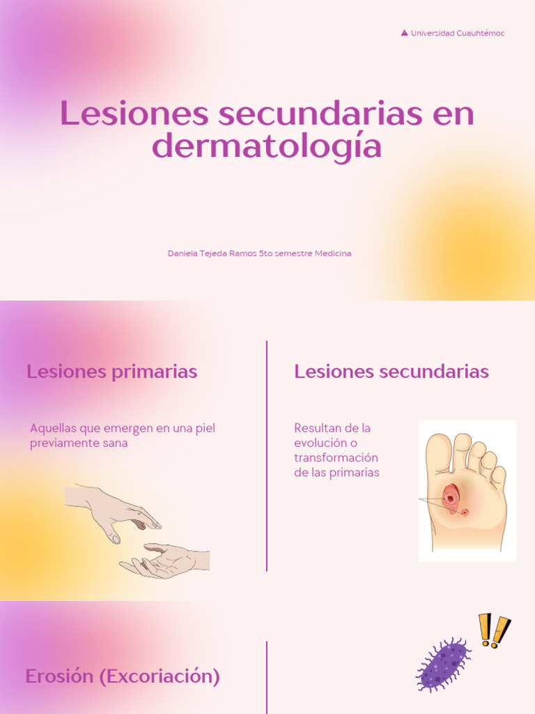 Lesiones Secundarias en Dermatología | PDF | Piel | Dermatología