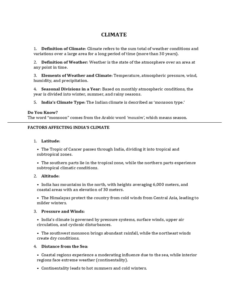 CLIMATE | PDF | Monsoon | Wound