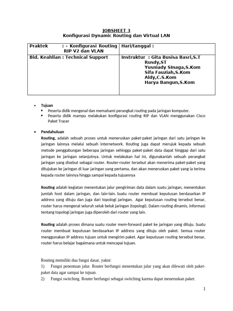 JOBSHEET 3 Routing RIP Dan VLAN | PDF