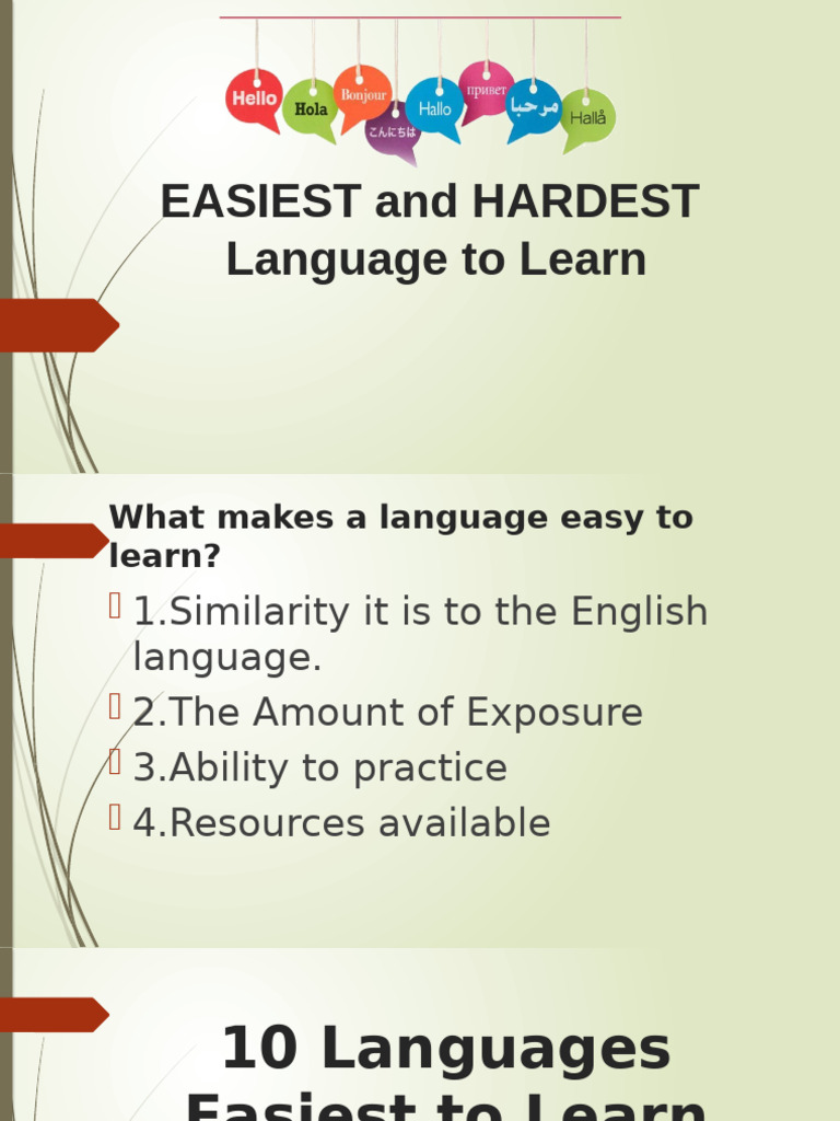 Easiest and Hardest Languages to Learn | PDF | Tagalog Language ...