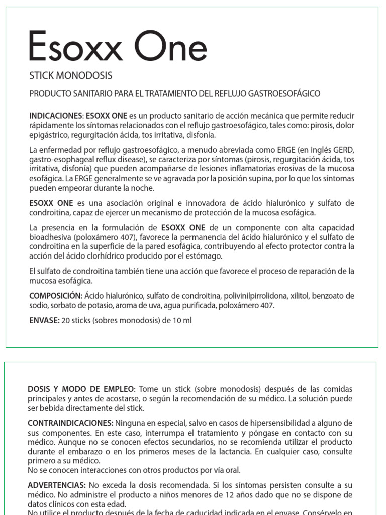 Esoxx One: Tratamiento Reflujo Gastroesofágico | PDF | La enfermedad ...