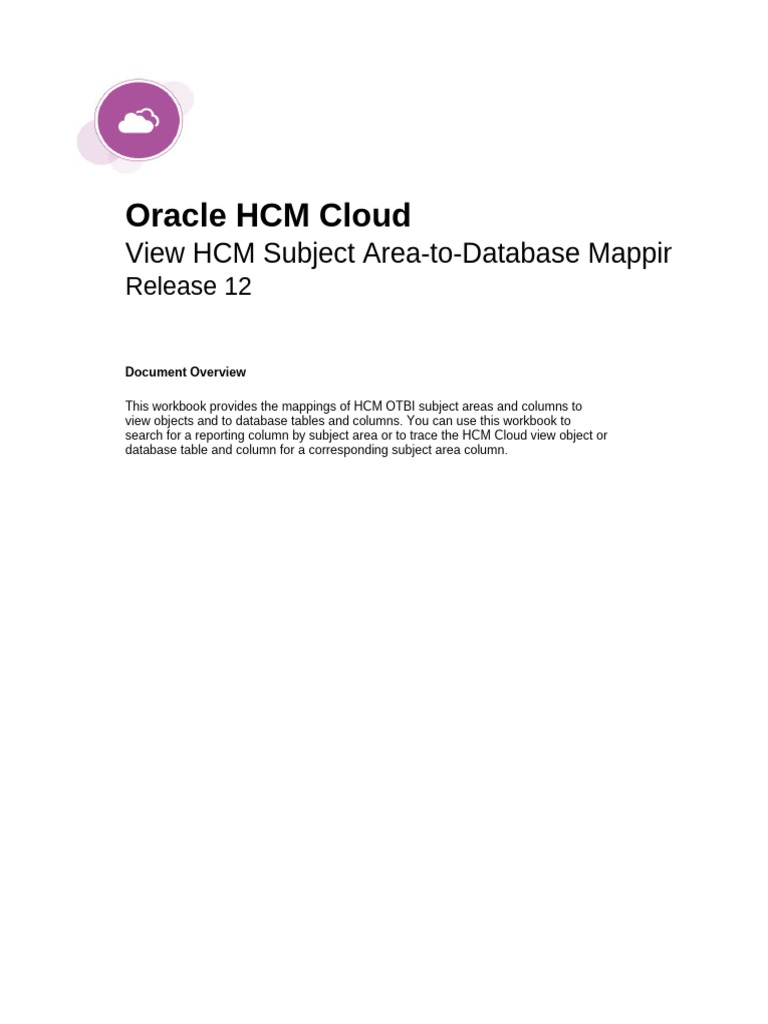 416517470 HCM Subject Areas Mappings Technical OTBI | PDF | Databases | Oracle Database