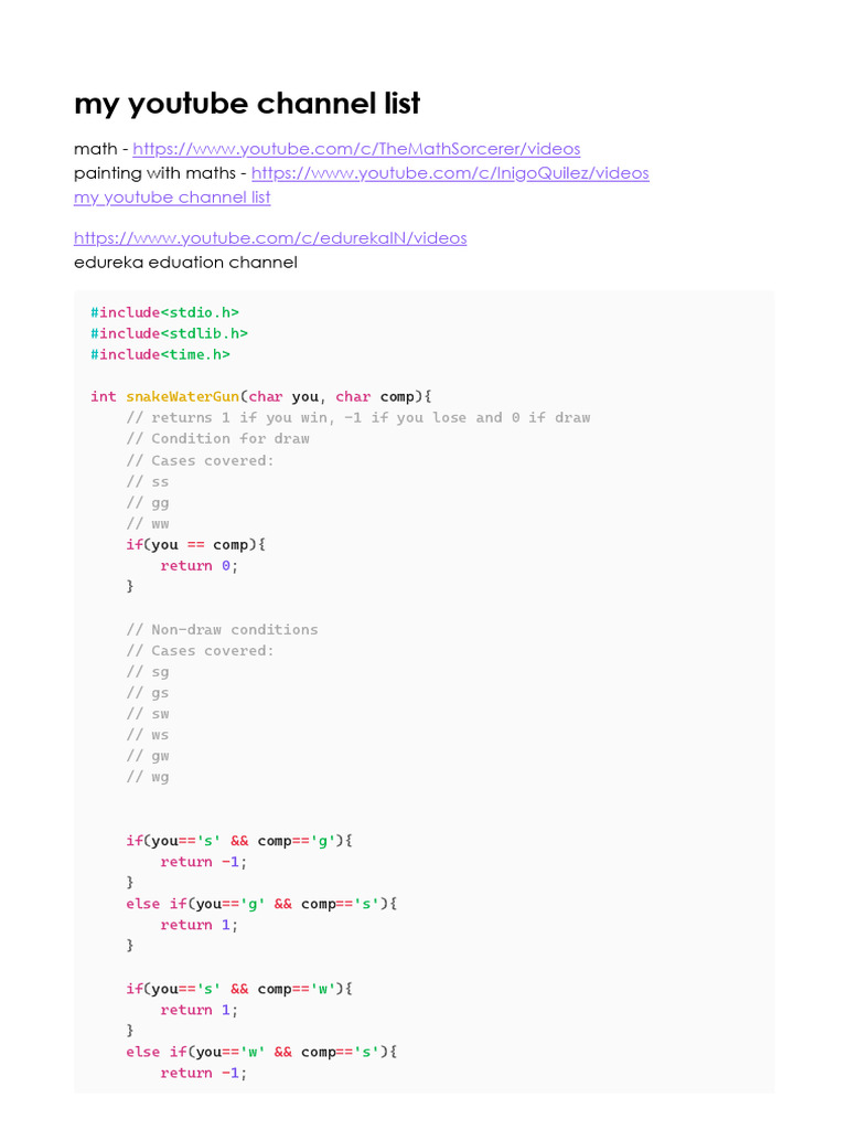 My Youtube Channel List | PDF
