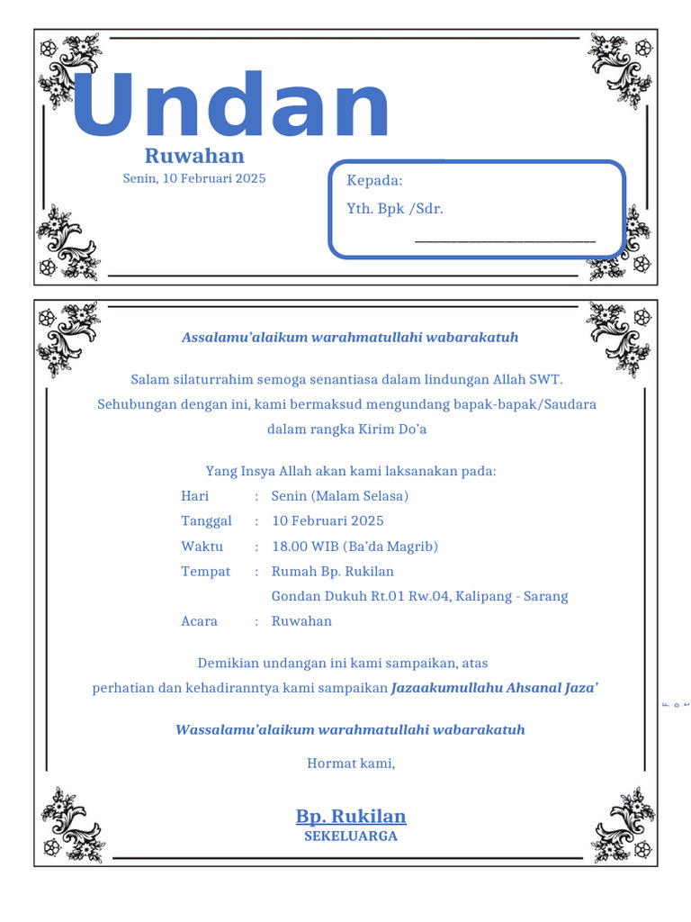 Undangan Ruwahan 10 Feb 2025 | PDF