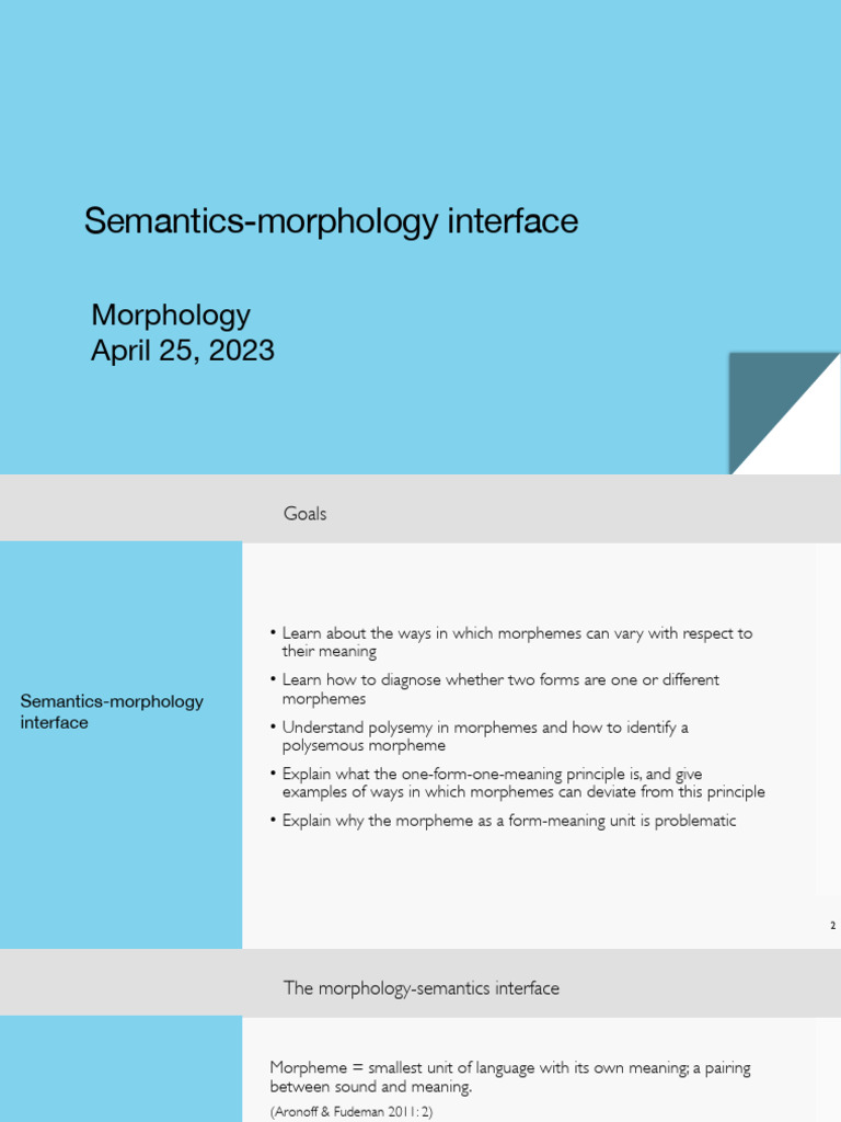 Semantics-Morphology Interface | PDF | Word | Semantics