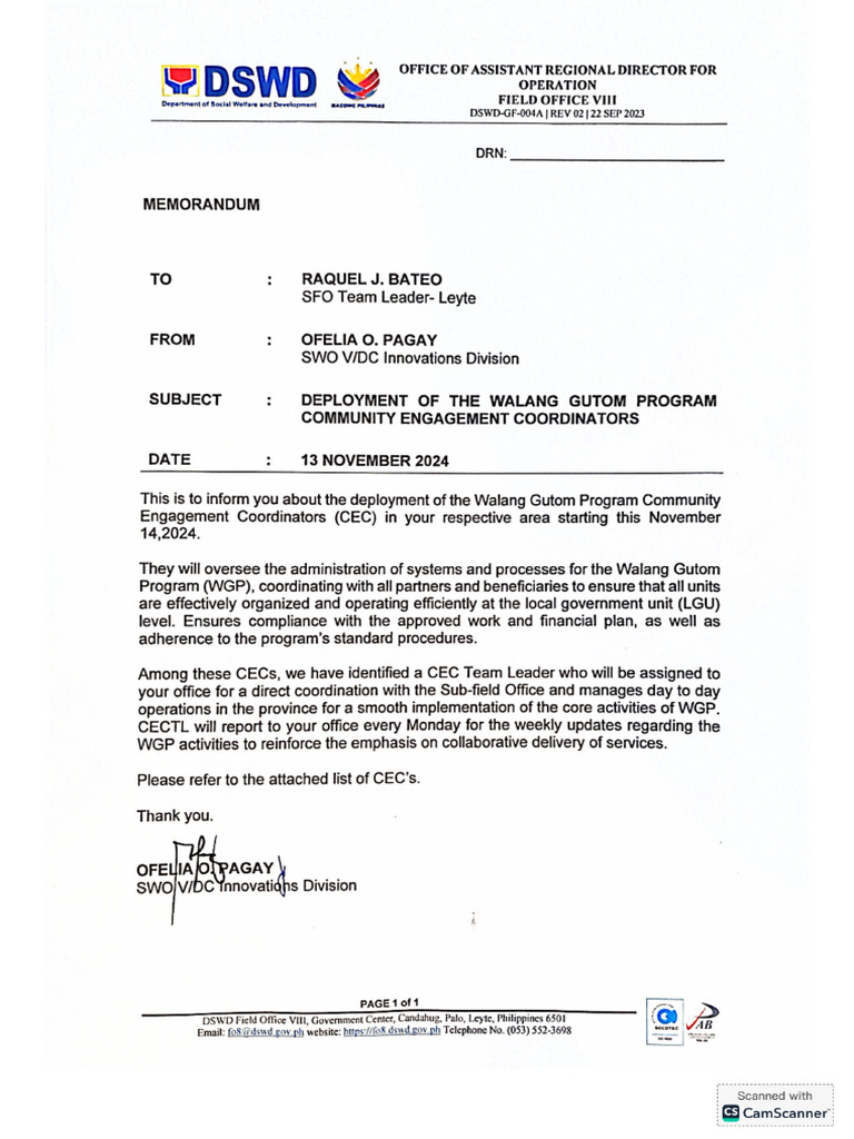 Communication Letter (WGP-CEC) | PDF