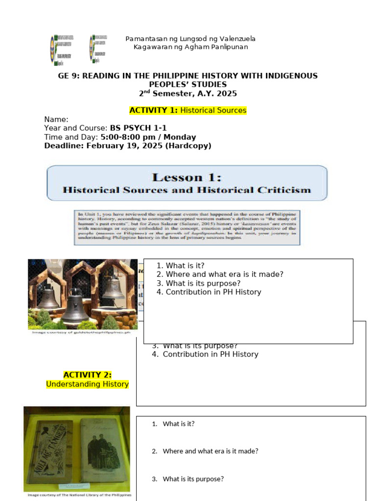 2025 GE9 Historical Sources and Historical Criticism | PDF | Science | Liberal Arts Education