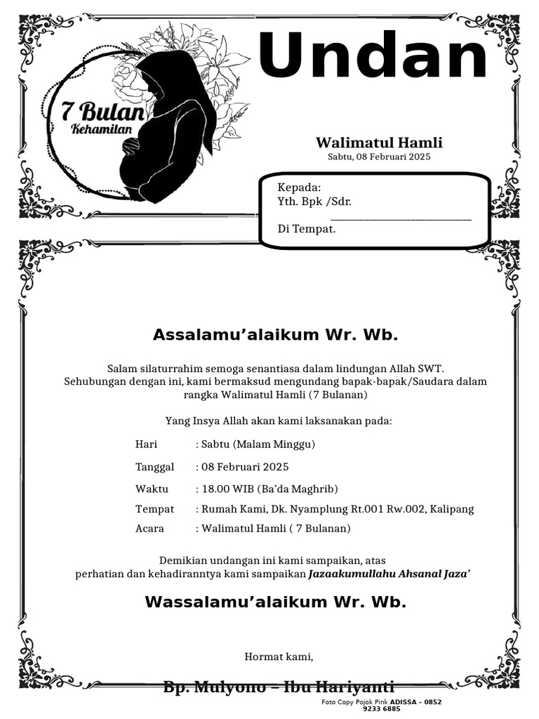Undangan Walimatul Hamli | PDF
