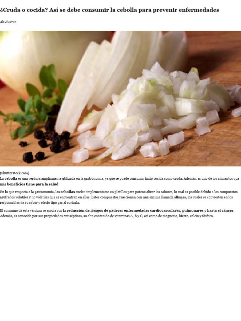 ¿Cruda o Cocida - Así Se Debe Consumir La Cebolla para Prevenir ...