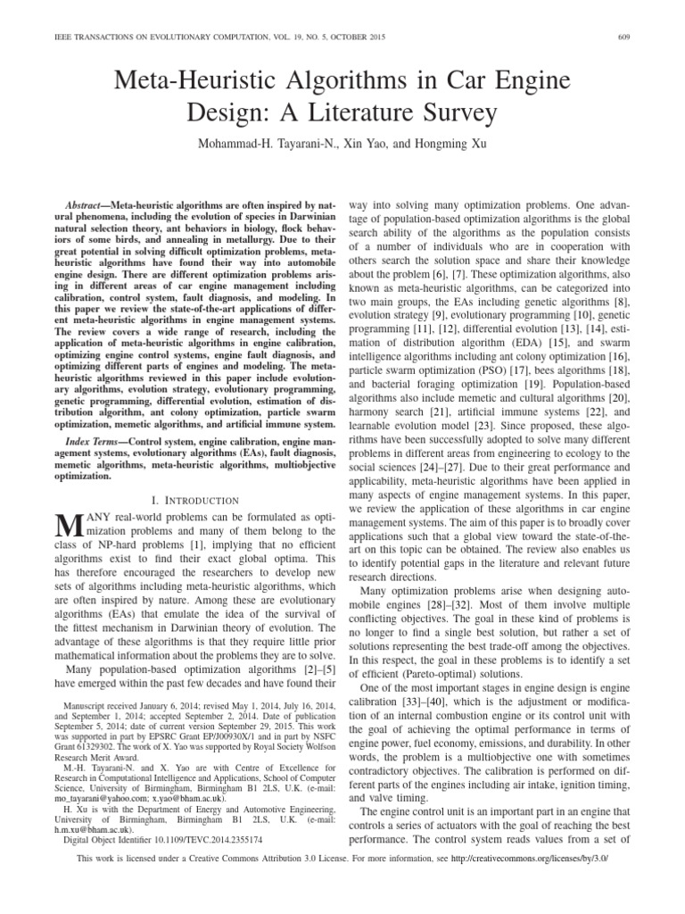 Meta-Heuristic Algorithms in Car Engine Design A Literature Survey ...